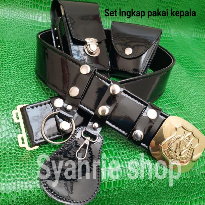 Jual kopel satpam sabuk security kulit hitam polos mengkilap | Shopee ...