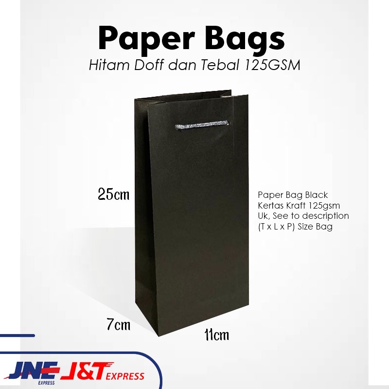 Jual Paper Bag Hitam Long Uk. 24x7x11cm / Paper Bag Kado Packing ...