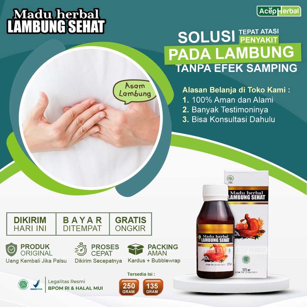 Jual Madu Herbal Lambung Sehat Obat Asam Lambung Naik Gerd Maag Kronis ...
