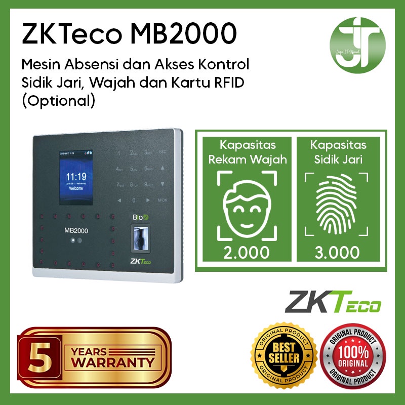 Jual Mesin Absensi | Mesin Absen Wajah | Akses Kontrol ZKTeco MB2000 Modul Proxi 125 Khz ...