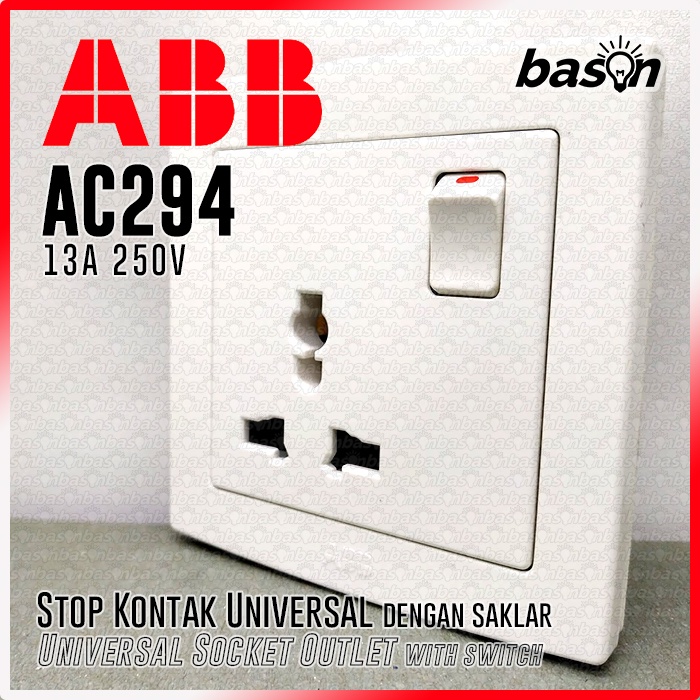 Jual ABB AC294 CONCEPT Universal Socket Outlet 13A - Stop Kontak 3 Pin ...