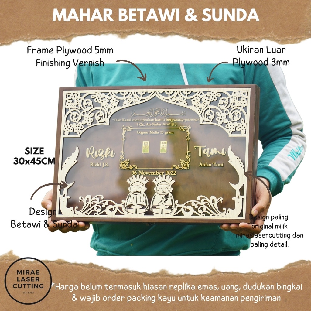 Jual Frame Mahar Nikah / Mahar Lasercut Mix Budaya Landscape 30x45cm ...