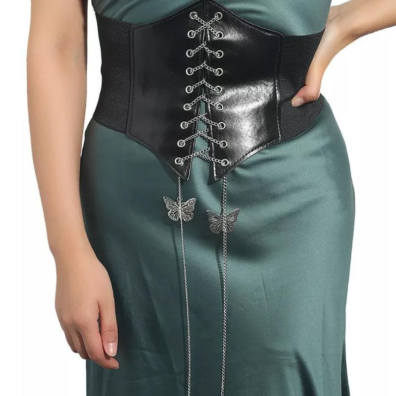 Jual girdle black kupu butterfly jumbo Obi belt korset hitam pinggang ...