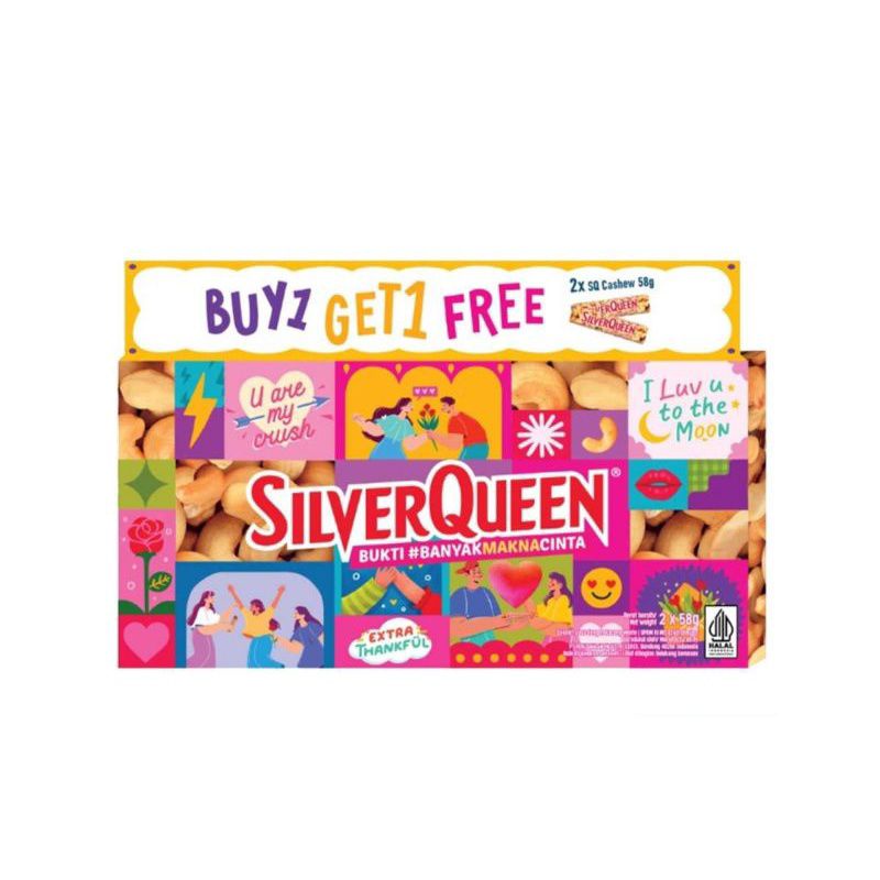Jual Silverqueen 58gr kemasan buy 1 get 1 | Shopee Indonesia