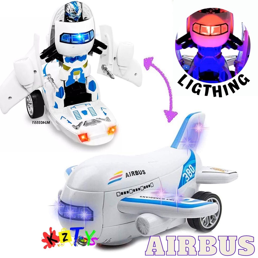 Jual READY ROBOT TRANSFORMER AIRBUS 2 IN 1 MAINAN PESAWAT AIRBUS LAMPU ...