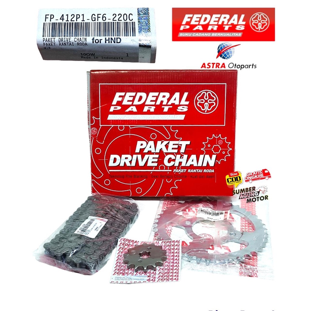 Jual GEARSET GIRSET HONDA WIN 100 ORIGINAL FEDERAL FP-412P1-GF6-220C ...