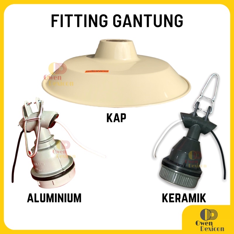 Jual Kap Lampu Jalan Gantung Outdoor / Fitting Gantung WD Keramik Aluminium E27 / Set WD Tahan ...