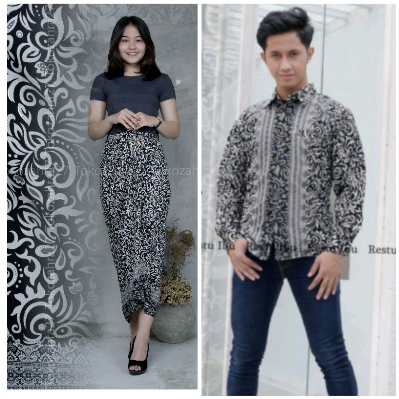 Jual Couple Kemeja Batik Rok Lilit batik Lengan Panjang MOTIF CACING ...