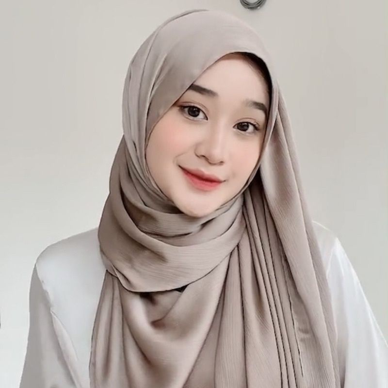 Jual Pasmina silk satin texture garis |Pashmina Malay Satin Crincle ...