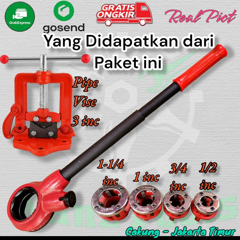Jual Paket Senai Pipa & Pipe Vise 3 inc| Alat Membuat Drat Pipa Besi ...