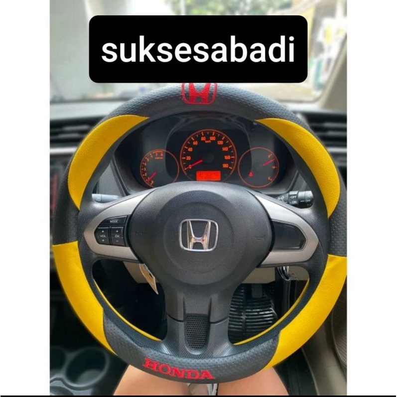 Jual Cover sarung setir mobil logo honda all new brio jazz kuning ...