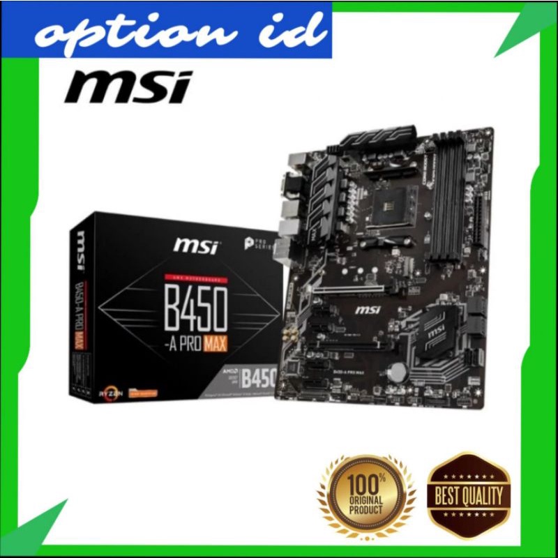 Jual Motherboard AMD MSI B450-A PRO MAX | Ryzen AM4 ATX DDR4 | Shopee ...