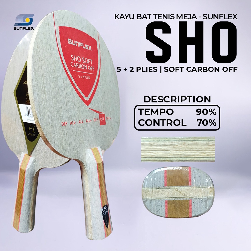 Jual Kayu Bat Tenis Meja Pingpong Sunflex Sho Soft Carbon OFF | Shopee Indonesia