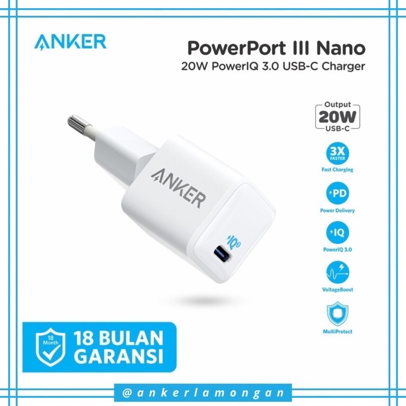 Jual Adaptor Charger ANKER PowerPort III Nano 20W ORIGINAL | Shopee ... Jual Adaptor Charger ANKER PowerPort III Nano 20W ORIGINAL | Shopee ...