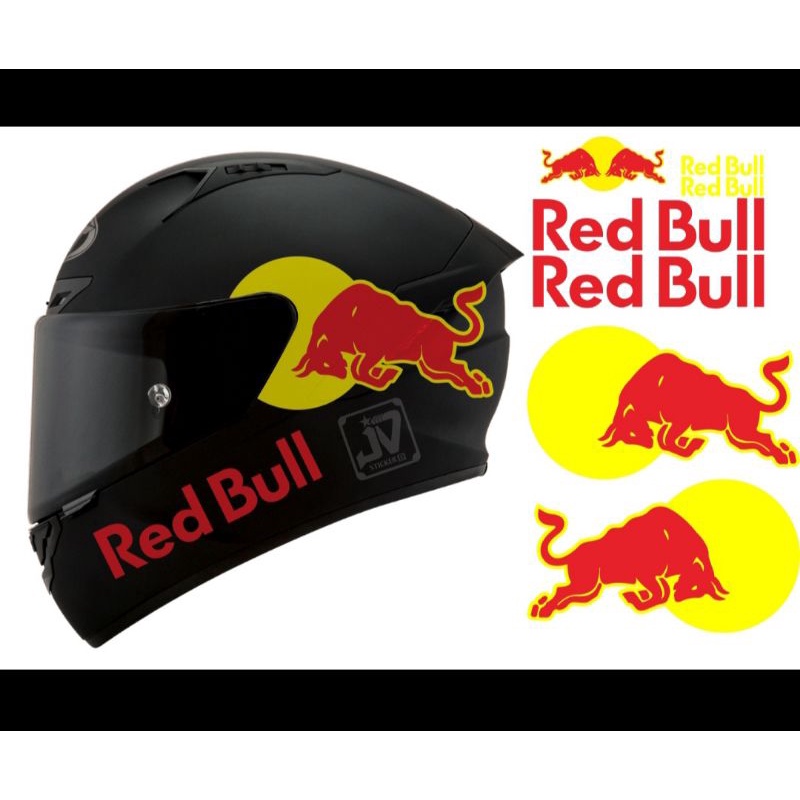 Jual sticker cutting redbul buat helm warna original satu set | Shopee ...