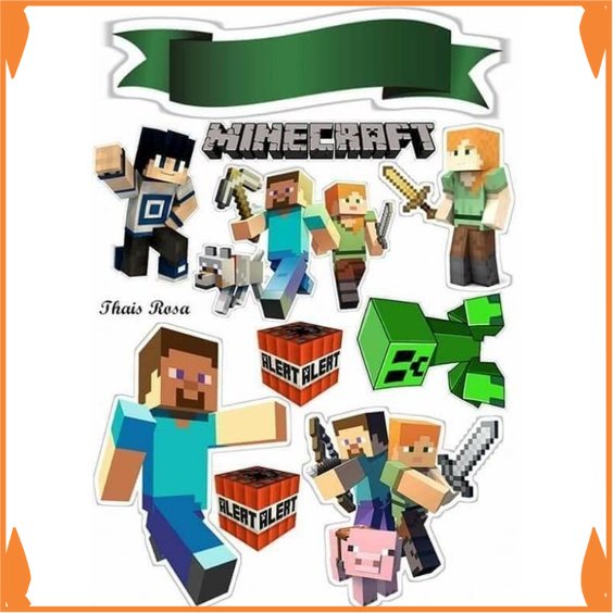 Jual Ready Topper Cake Custom Nama Tema Minecraft baner kue ultah Toko ...