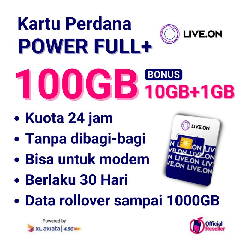 Jual Kartu Perdana Kuota 100GB (30 Hari) XL Live On Power Full+ ...