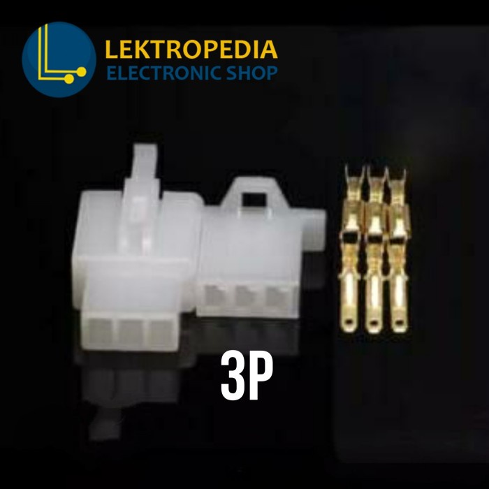 Jual Soket Plastik 3p KECIL + SKUN Motor Kabel Konektor 3pin 3 p pin ...