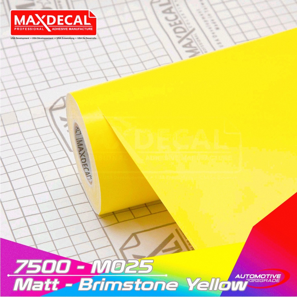 Jual Maxdecal 7500 M025 Matte Brimstone Yellow, Color Vinyl Series Sticker, Roll 45cm x 15m ...