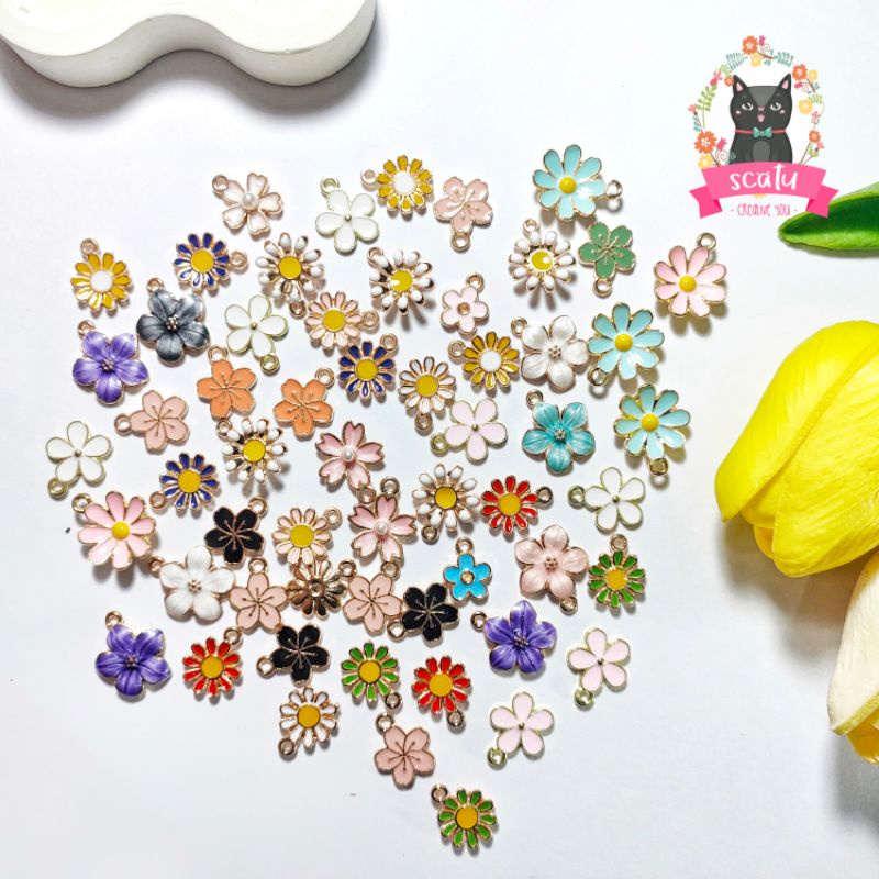 Jual Hiasan Gelang / Liontin / Enamel Charm Bunga (Harga Per 5pcs ...