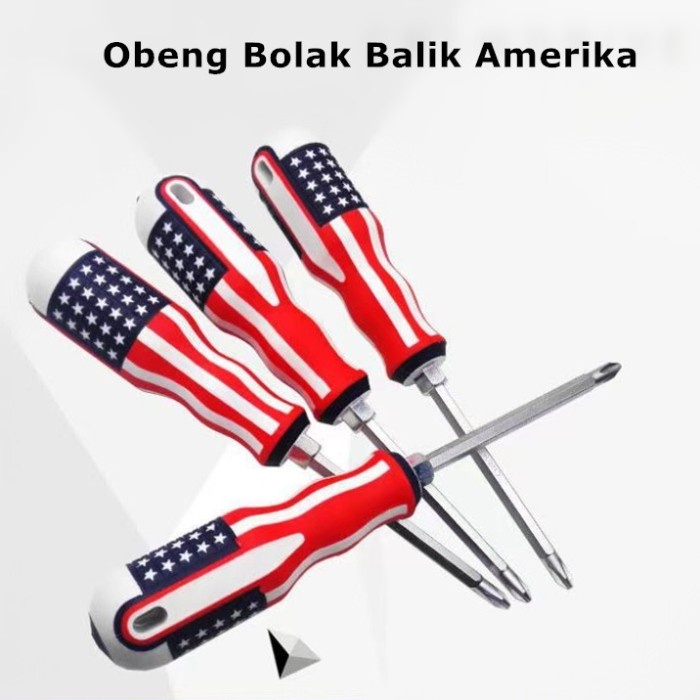 Jual Obeng Magnet 2IN1 6 Inch Amerika Bolak Balik Gagang Karet 2 Way ...