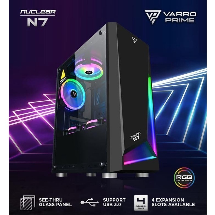 Jual Casing Varro Prime Nuclear N7 - Tempered Glass m-ATX / Gaming Case ...