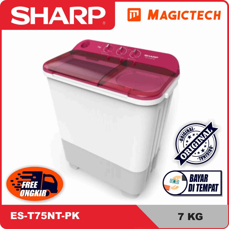 Jual MESIN CUCI SHARP 7 KG ES-T75NT-PK / 75NT Low Watt 2 TABUNG MANUAL ...