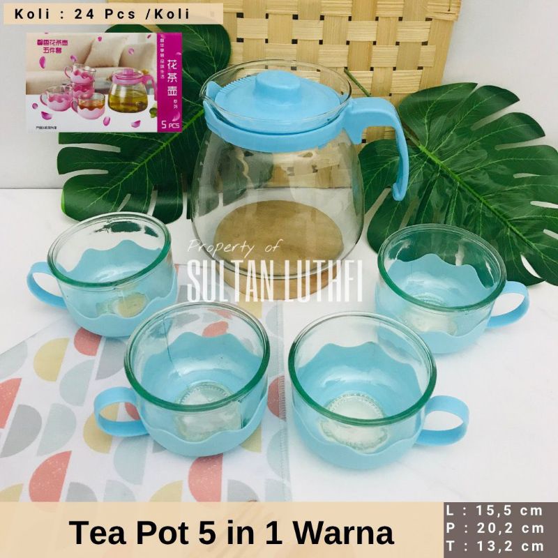 Jual Tea Pot Set Kaca 5 In 1 Dengan Saringan Tea Pot 5in1 Tea Pot ...