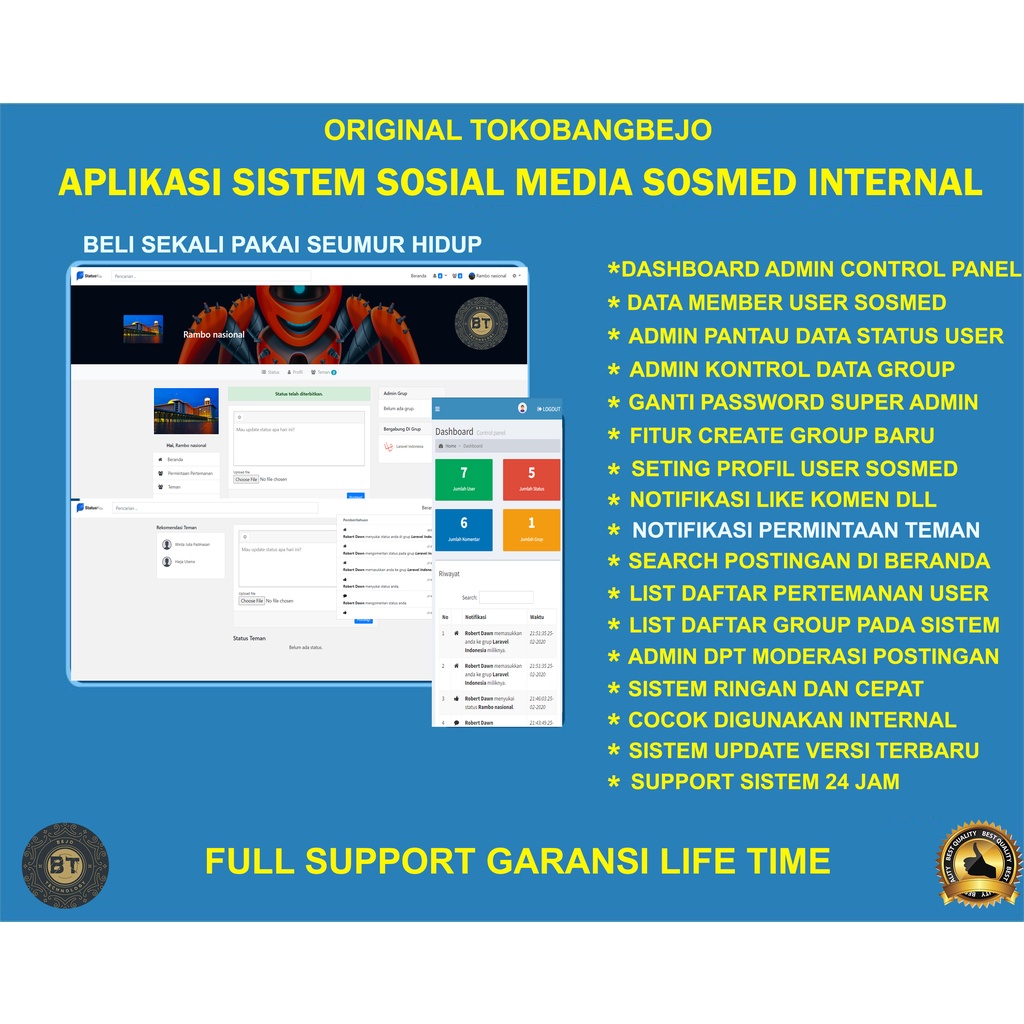 Jual APLIKASI WEB SOURCE CODE SOCIAL MEDIA PHP 7 NATIVE PDO SIAP PAKAI ...