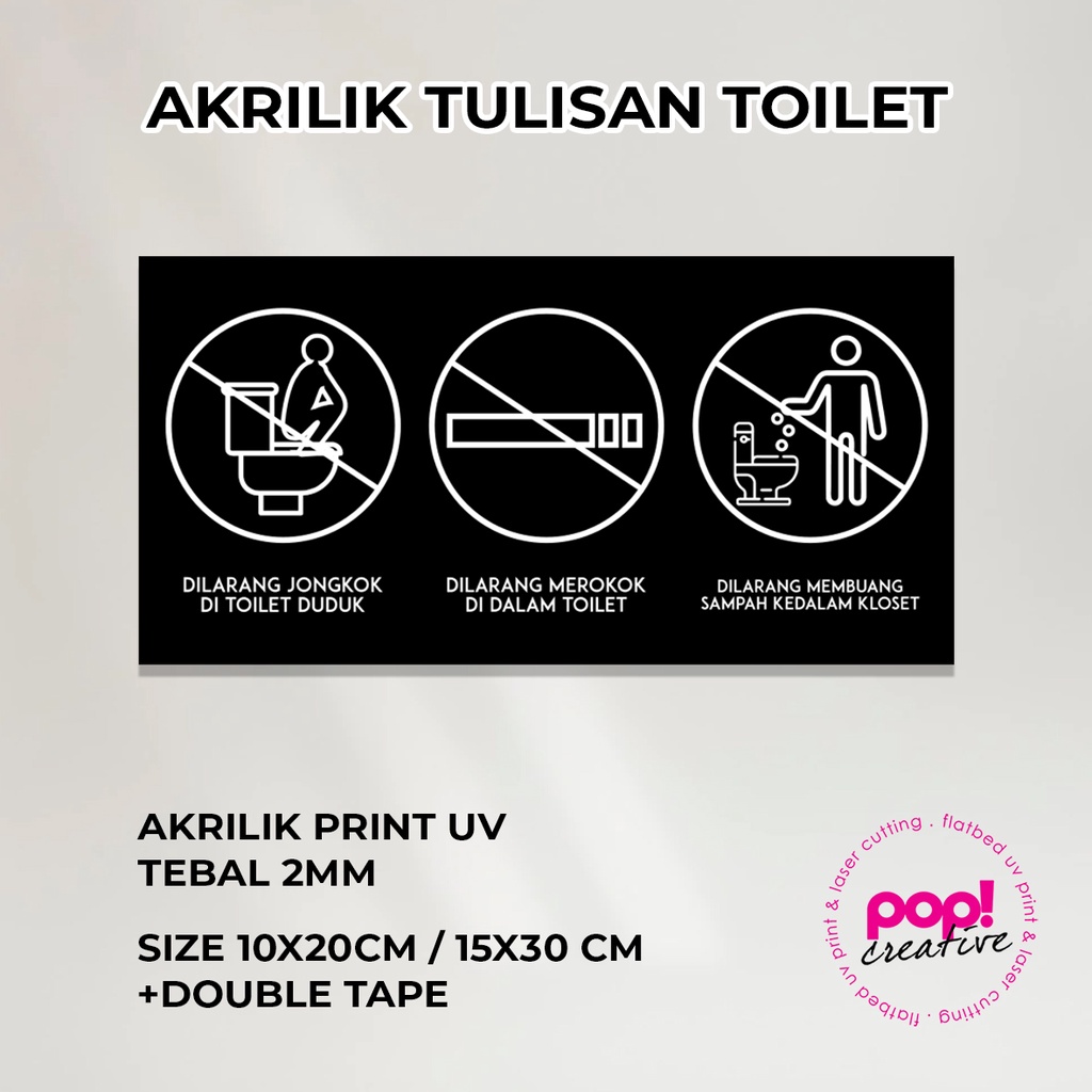 Jual Akrilik Tulisan Toilet Sinage Kamar Mandi WC Restroom Tempelan ...