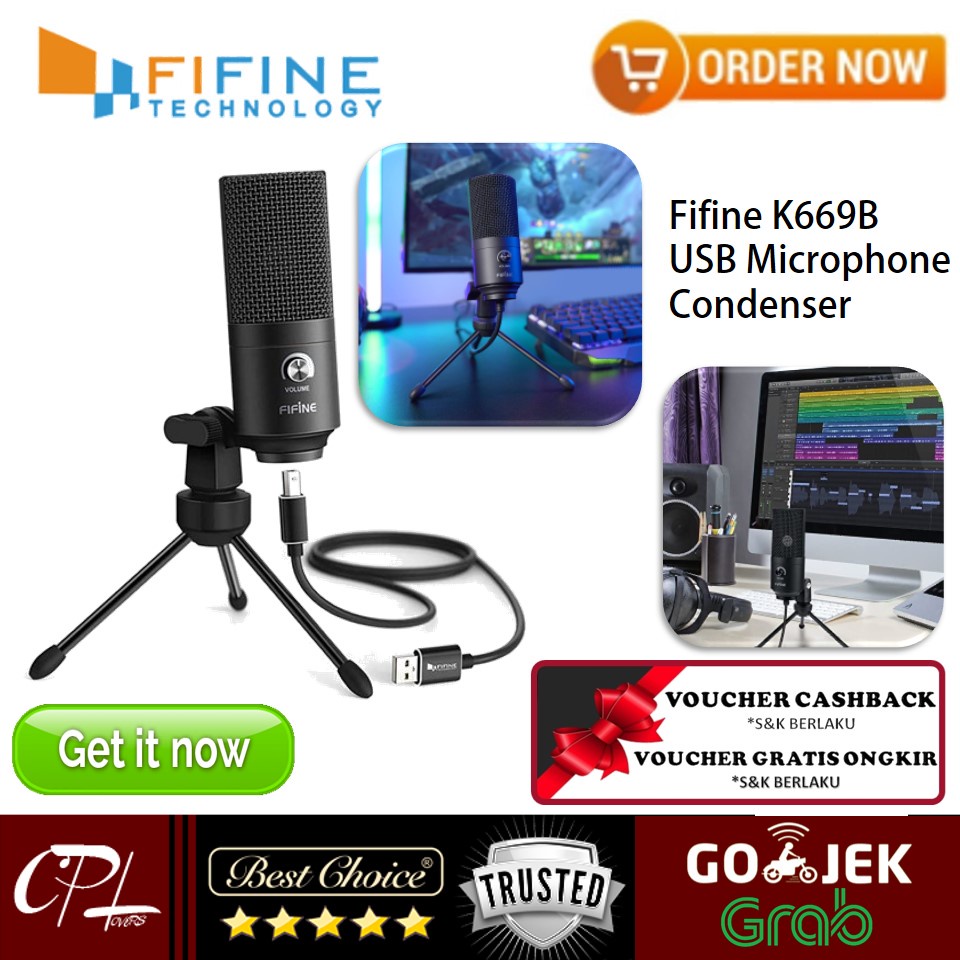 Jual Fifine K669B USB Microphone Condenser Mic with Volume Control ...