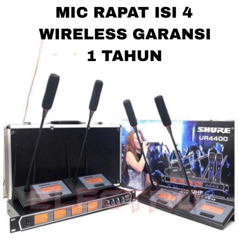 Jual MIC/MICROPHONE CONFERENCE WIRELESS SHURE UR4400 MEJA ISI 4 MIC | Shopee Indonesia