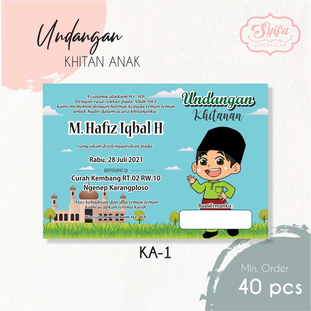 Jual Undangan Khitan Anak / Undangan Khitan Karakter / Undangan Khitan ...