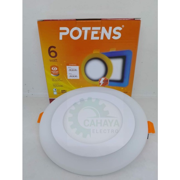 Jual Lampu Led Downlight 2 warna putih biru 6watt 6w Potens | Shopee ...