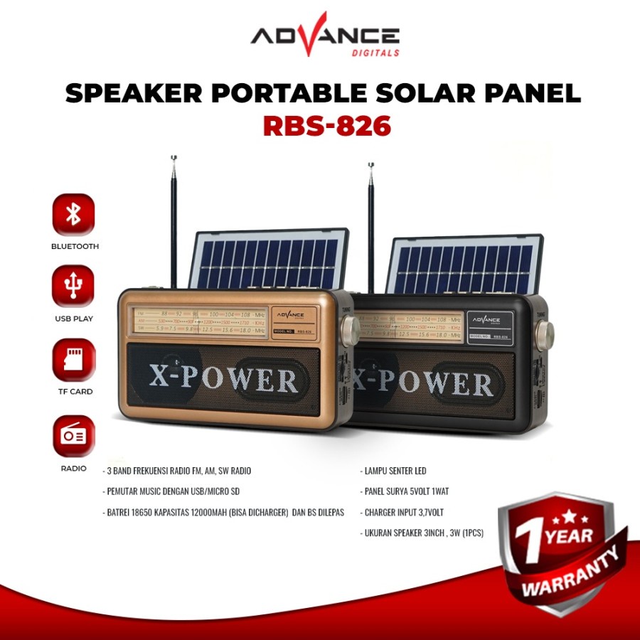 Jual Speaker Radio Advance RBS-826 bluetoorh plus Senter Speaker Radio Bluetooth Panel Surya ...