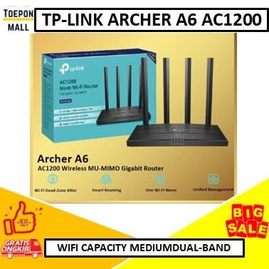 Jual Produk Terbaru Tp-Link Archer A6 Ac1200 Wireless Mu-Mimo Gigabit ...