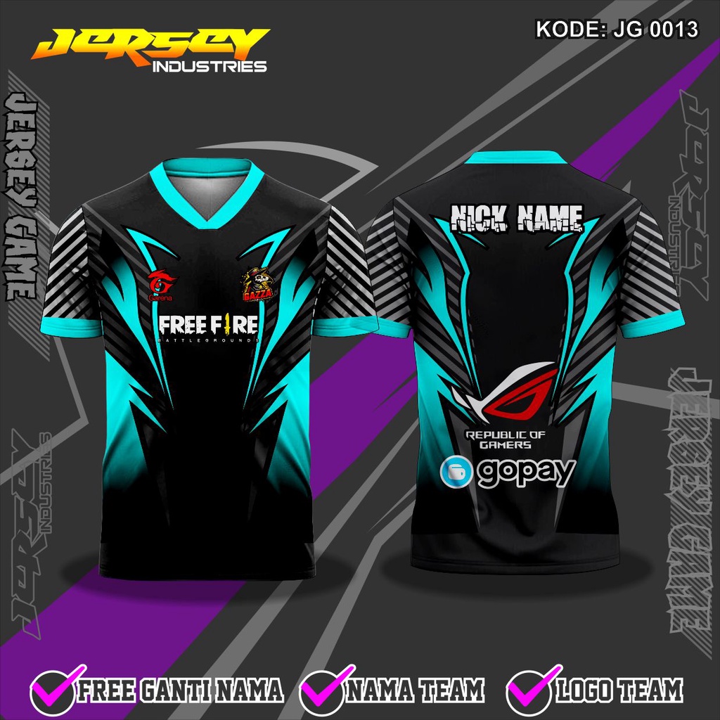 Jual Jersey Game Free Fire Full Printing - Bisa Tambah Nama Dan Logo ...