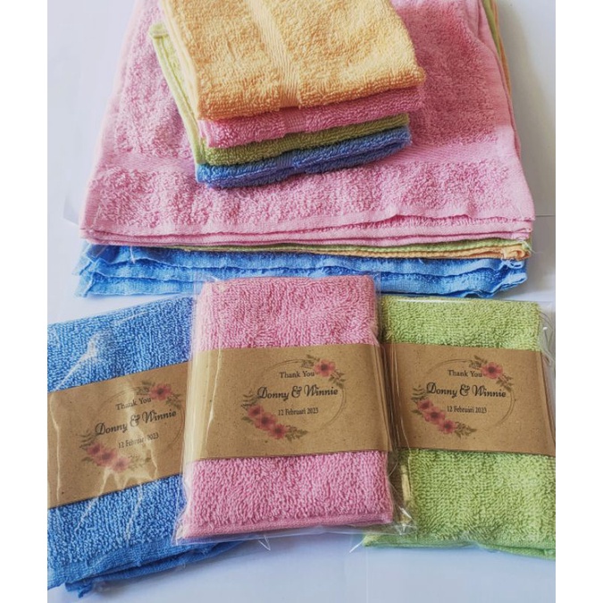 Jual souvenir handuk sapu tangan 28x28cm tebal menyerap custom nama ...