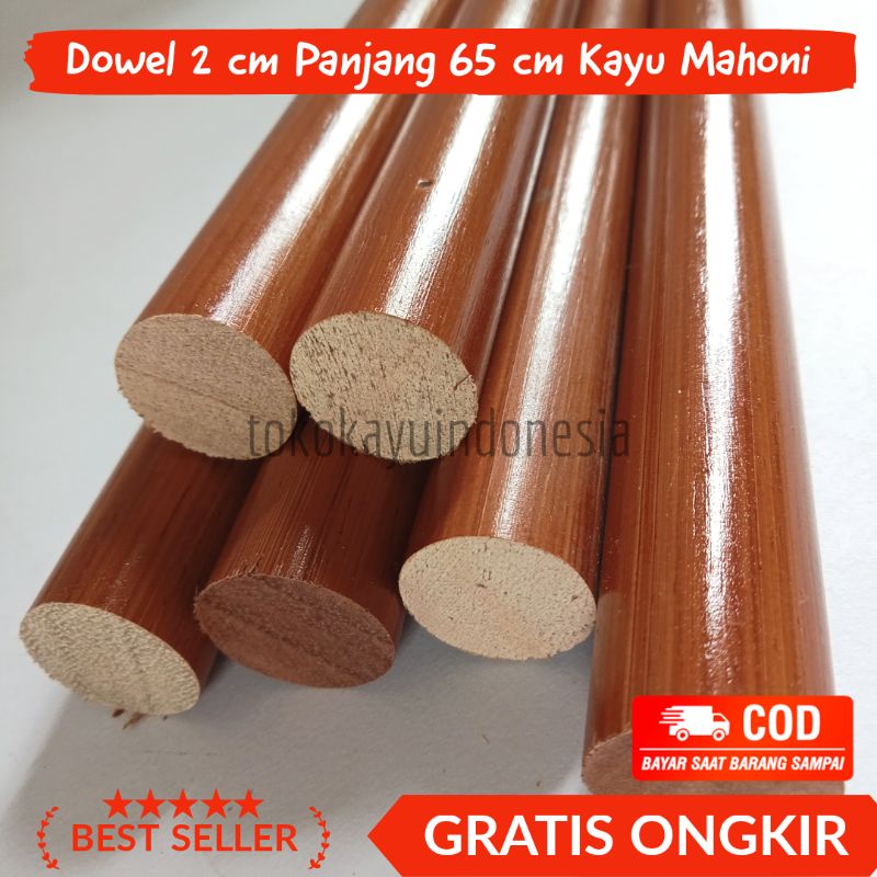 Jual Dowel Diameter 2 cm Panjang 65 cm Kayu Mahoni Di Cat Coklat Toko ...