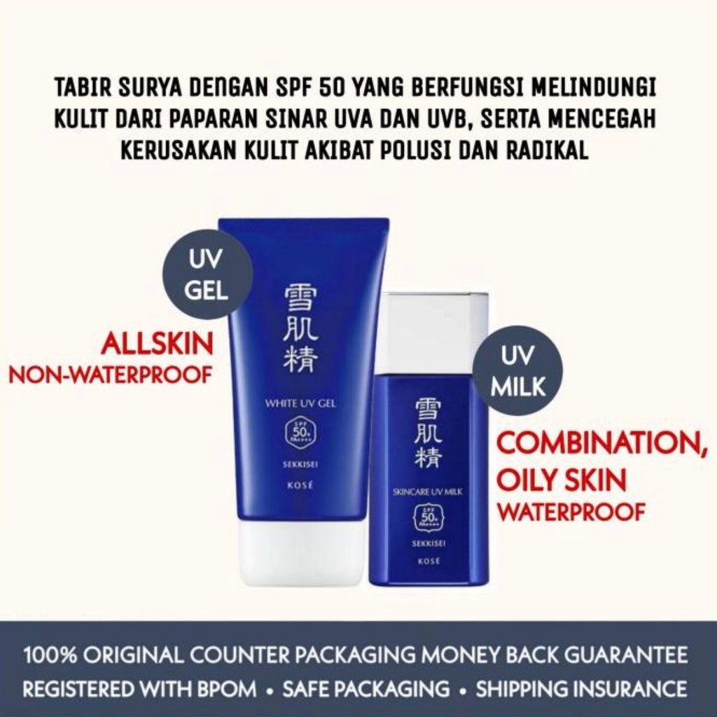 Jual KOSE SEKKISEI WHITE UV - MILK 56ML & GEL SPF 50 80ML | Shopee Indonesia
