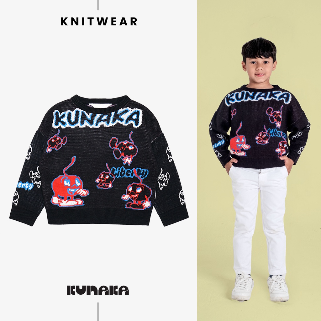 Jual Kunaka - Sweater Anak Cherry Black Bahan Knitwear Crewneck Anak 4 ...