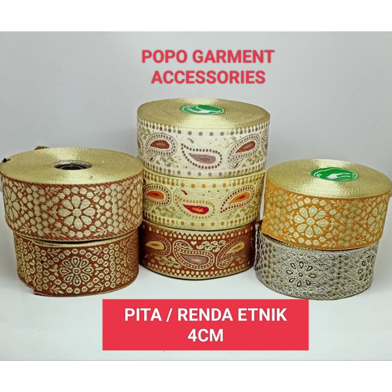 Jual PITA / RENDA ETNIK UKURAN:4CM ( ISI:-/+15METER ) | Shopee Indonesia