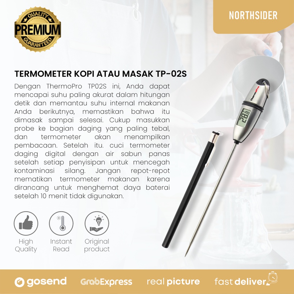 Jual Termometer digital kopi - masak - bbq | instant read thermopro TP ...
