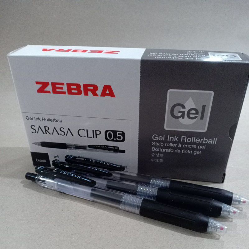 Jual 1 Pak Ballpoint/bolpoin/pulpen zebra sarasa clip 0.5 hitam isi 12 ...