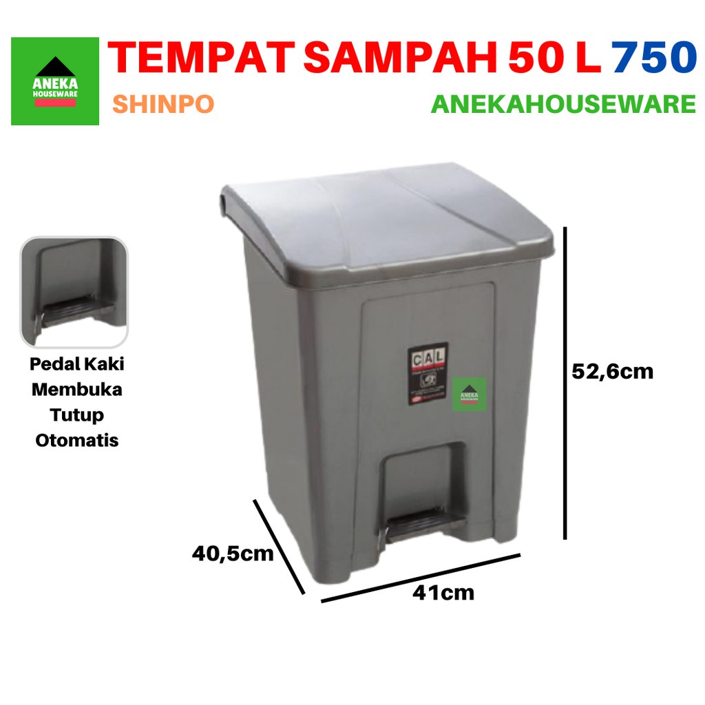 Jual Tempat Sampah Injak Segi 50 liter Challenge Dustbin Sip 750 Shinpo | Shopee Indonesia
