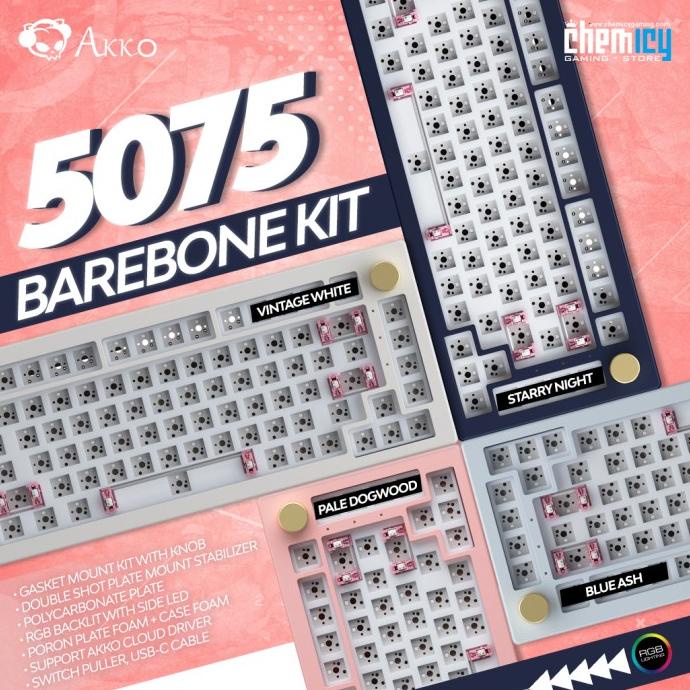 Jual Akko 5075 RGB Barebone Gasket Mount Mechanical Gaming Keyboard ...