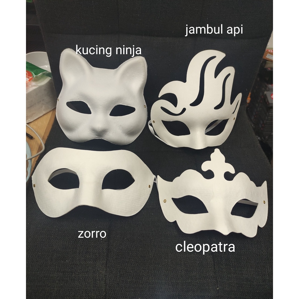 Jual topeng polos untuk dilukis kucing ninja / zorro / cleopatra ...