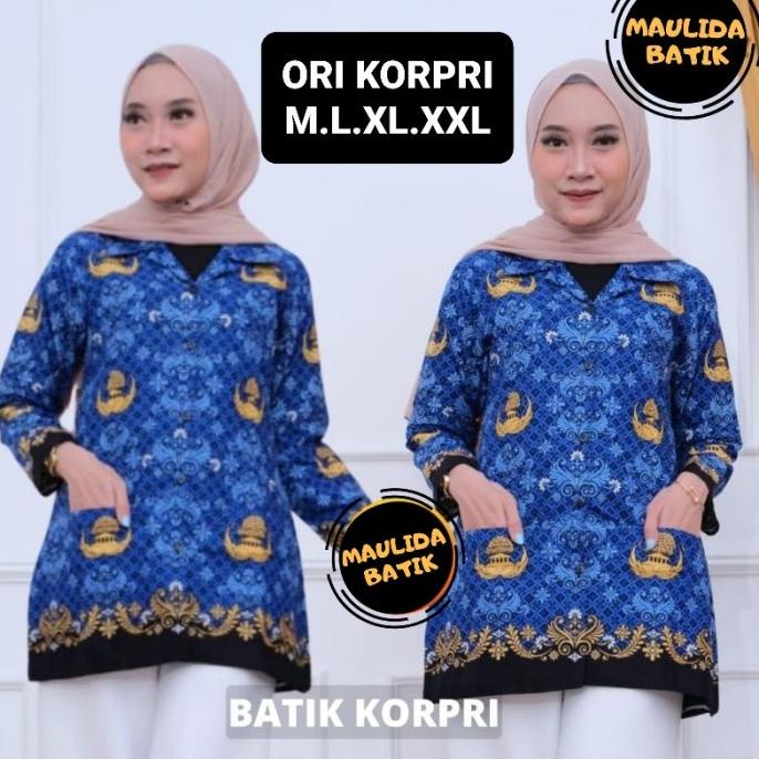 Jual Blus Batik Korpri Terbaru Lapis furing / Seragam pns / Baju Dinas pns | Shopee Indonesia