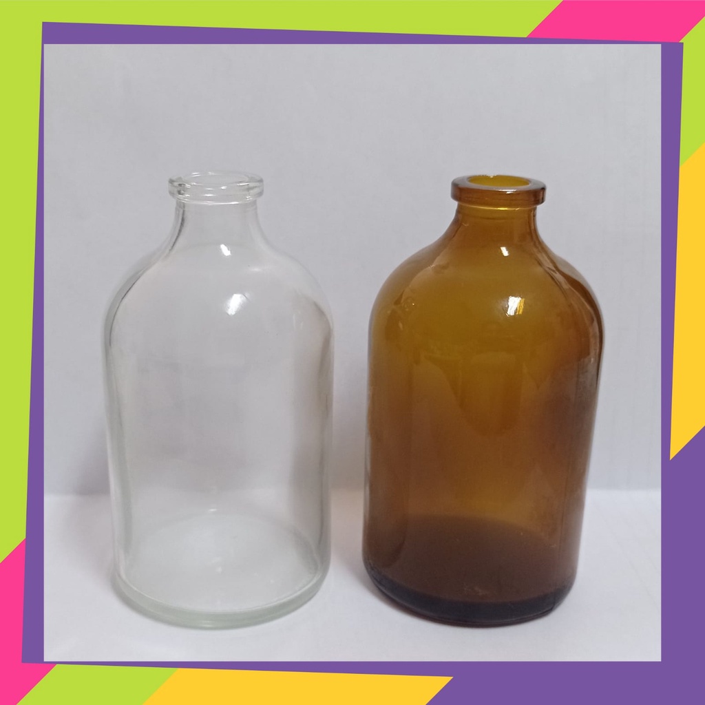 Jual 100ml Vial Coklat dan clear Botol Kosong/Set Tutup Karet / Botol ...