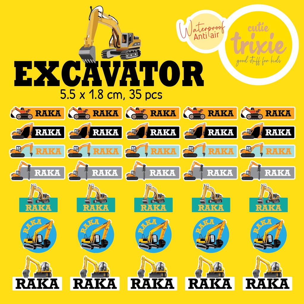 Jual Label Sticker Nama Anak Excavator | Shopee Indonesia